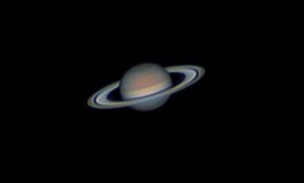 A realistic view of Saturn through a telescope